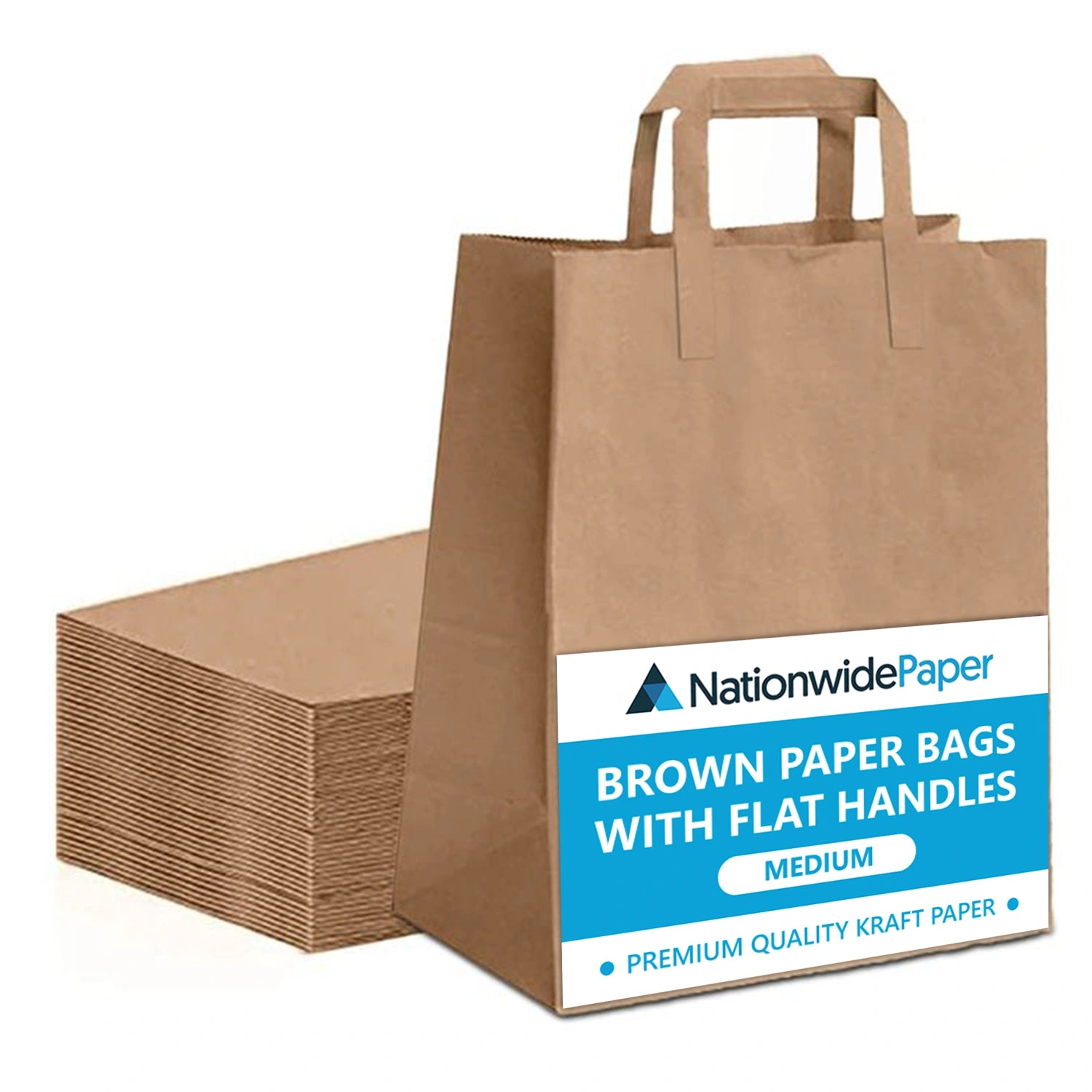 Kraft Paper Flat Handle Bags 25x13x30cm | Nationwide Paper