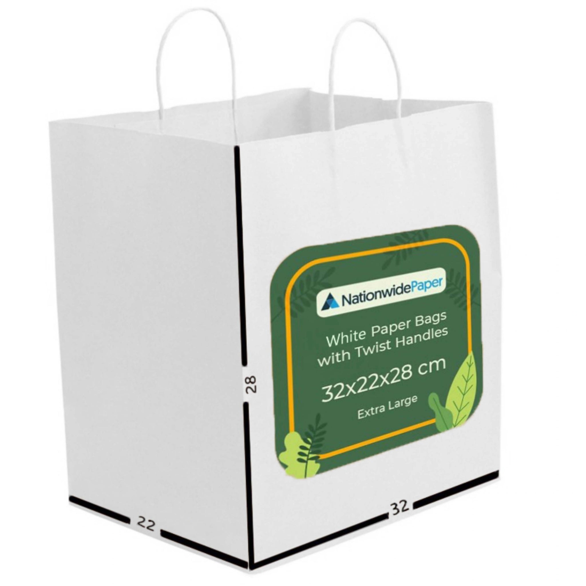 Extra Large White Paper Twist Handle Bags 32x22x28cm | Nationwide Paper